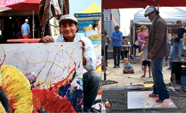 ¡Wow! Artista chapín es famoso en Colorado por pintar con sus botas